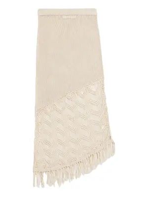 Savannah Morrow Sakari Asymmetric Macramé Skirt - Beige