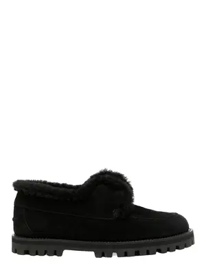 LE SILLA Shearling-lining Suede Loafers - Black