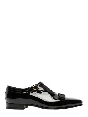 Gucci Gg-panel Patent-finish Loafers - Black