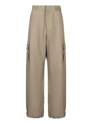 Off-White Emb Drill Wide-leg Cargo Trousers - Neutrals