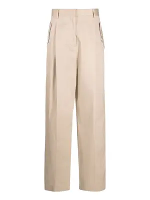 LANVIN Wide-leg Gabardine Trousers - Neutrals