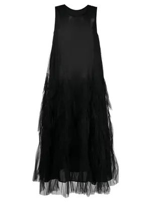 JNBY Tulle-overlay Midi Dress - Black