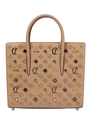 CHRISTIAN LOUBOUTIN Paloma Medium Leather Tote Bag - Beige