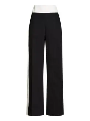 Carolina Herrera Two-tone Wide-leg Gabardine Pants - Black