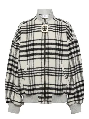 JW Anderson Checked Wool-blend Bomber Jacket - Black