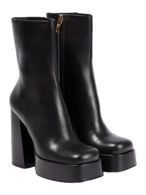 Versace Medusa Aevitas Leather Platform Boots - Black
