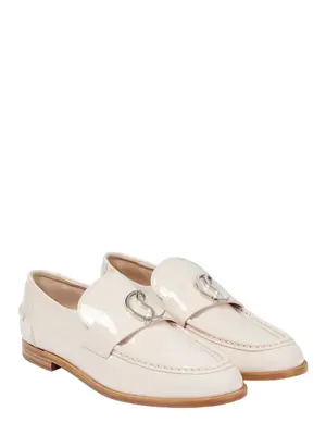 CHRISTIAN LOUBOUTIN Cl Moc Patent Leather Loafers - Beige