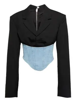 DION LEE Dion Lee Wool And Denim Bustier Blazer Blue