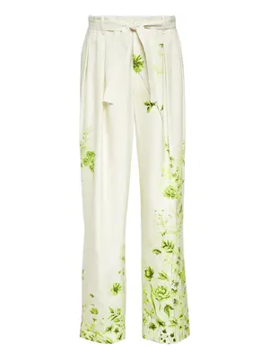 King & Tuckfield Floral Straight Pants - Green