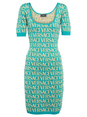 Versace Allover Intarsia Minidress - Multicoloured