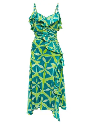 Ulla Johnson Ulla Johnson Zoya Printed Silk Midi Dress Multicoloured