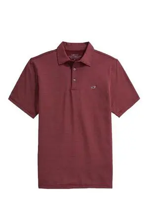 Vineyard Vines St. Jean Stripe Sankaty Performance Polo - Crimson