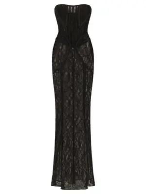 Dolce & Gabbana Long Lace Corset Dress - Black