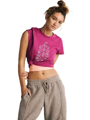 Free People FP Movement Game Time Logo Tee Raspberry Punch