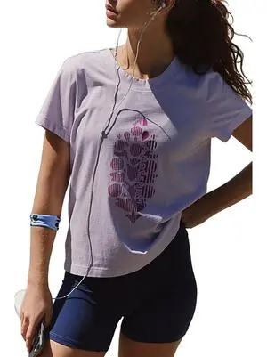 Free People FP Movement Game Time Logo Tee Rose Wash Ground Berry