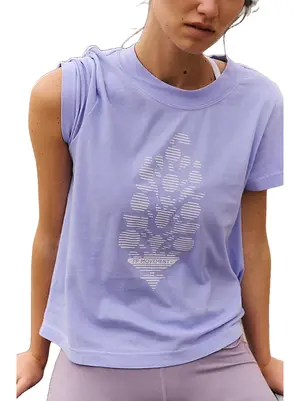 Free People FP Movement Game Time Logo Tee Twilight Violet/white