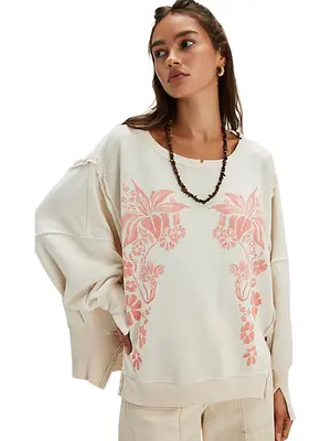 Free People We The Free Graphic Camden Pullover Floral Combo
