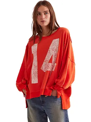 Free People We The Free Graphic Camden Pullover Red Combo 14