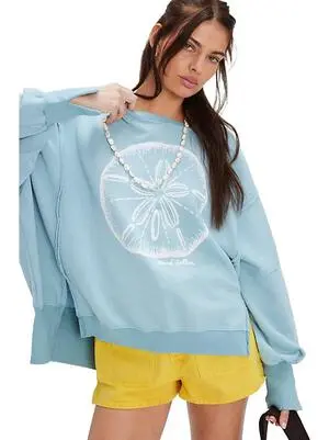 Free People We The Free Graphic Camden Pullover Sand Dollar Combo