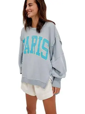 Free People We The Free Graphic Camden Pullover Stone Combo Paris