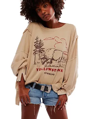 Free People We The Free Graphic Camden Pullover Yellowstone Bison