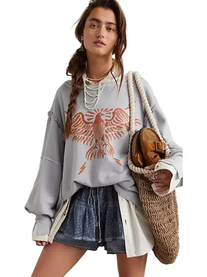 Free People We The Free Graphic Camden Pullover Zion Eagle