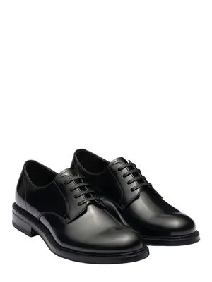Prada Brushed Leather Lace-up Shoes - Black