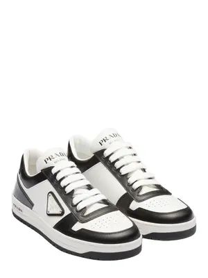 Prada Downtown Leather Sneakers - White/black