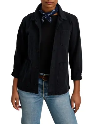 ALEX MILL Britt Work Recycled Cotton Jacket - Washed Black