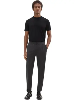 Theory Larin Drawstring Stretch Wool Pant - Dark Charcoal