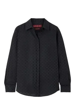 Gucci Gucci Silk-Jacquard Shirt Black