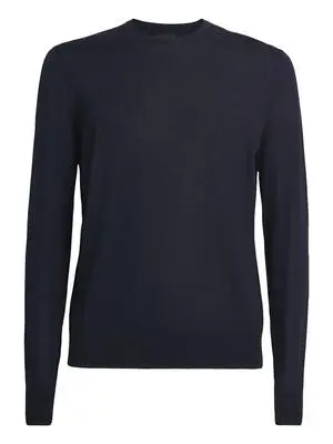 Giorgio Armani Wool Long Sleeve Sweater - Blue