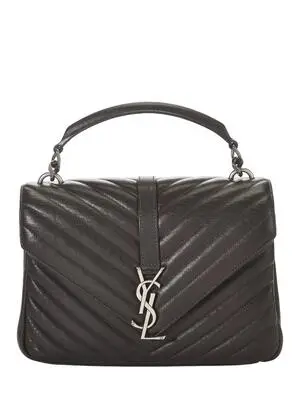 Saint Laurent Brown Chevron Leather College Medium Brown