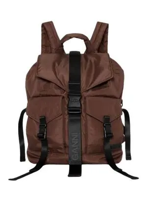 GANNI Burgundy Tech Backpack Chocolate