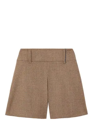 Brunello Cucinelli Checked Wool-blend Skorts - Brown