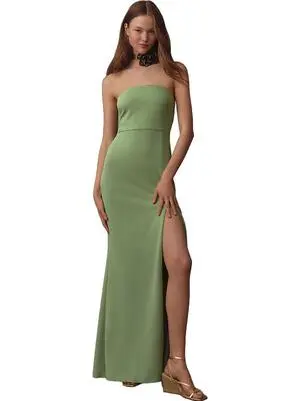Bhldn Adalynn Strapless Stretch Crepe Maxi Gown - Pistachio Green
