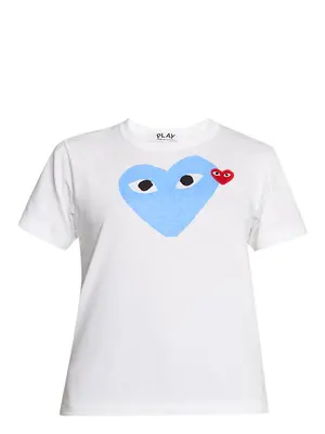 CDG PLAY Heart Eyes Logo T-shirt - Blue