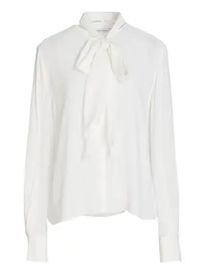 Another Tomorrow Pussy-bow Crepe Blouse - White