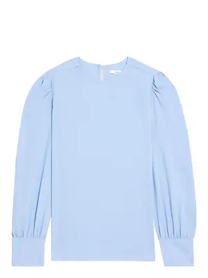 Another Tomorrow Another Tomorrow Stretch-crepe Blouse Light Blue