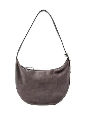 FERRAGAMO Leather-trimmed Suede Shoulder Bag - Taupe