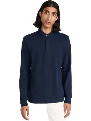 Lacoste Long Sleeve Stretch Cotton Paris Polo - Navy Blue