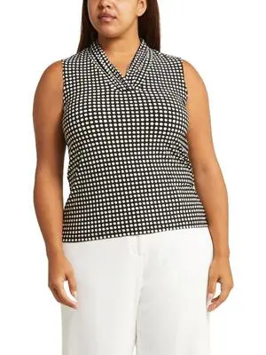 Anne Klein Pearly Polka Dot Sleeveless Top - Anne Black/anne White