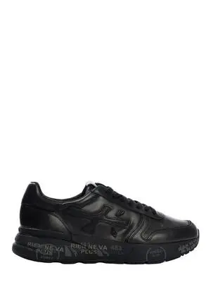 Premiata Mick Calf Leather Sneakers With Tone-on-tone Logo Black