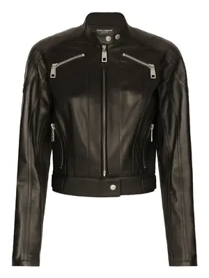 Dolce & Gabbana Nappa Leather Biker Jacket - Black