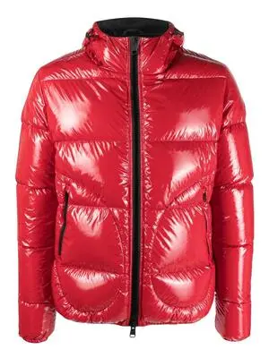 Herno Logo-Patch Padded Hooded Jacket Red