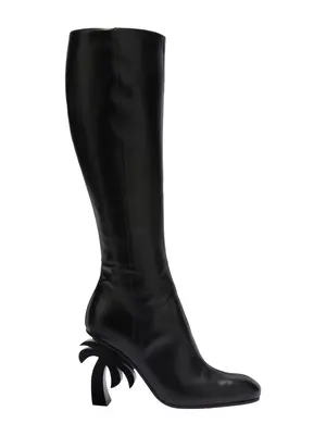 PALM ANGELS Palm-Heel Leather Knee Boots