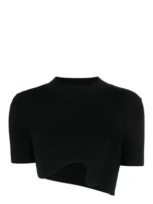 Christopher Esber Maparadita Asymmetric Ribbed Top - Black