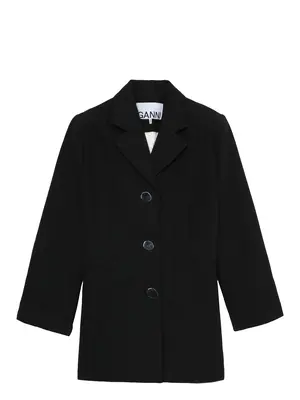 GANNI Single-breasted Blazer With Shoulder Pads - Black