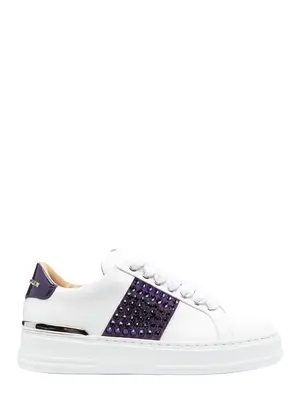 Philipp Plein Crystal-embellished Leather Low-top Sneakers - White