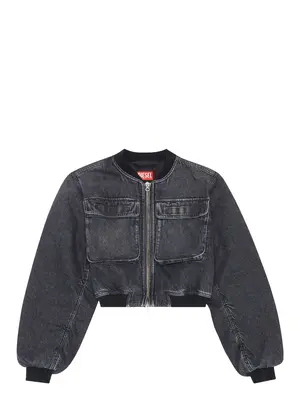 DIESEL® Diesel DE-KHLO-S Cropped Denim Bomber Jacket Grey
